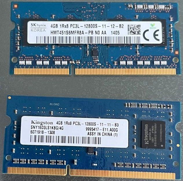 2 Stück 4GB DDR3 PC3L 12800S RAM für Laptop (Gebraucht) in Egnach für ...