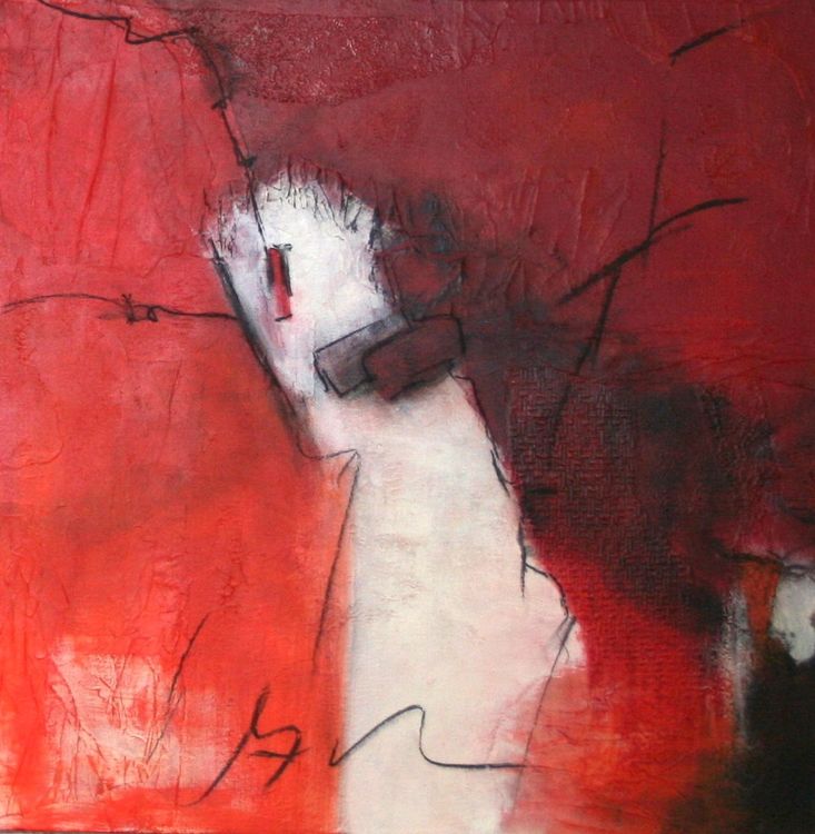 Acrylbild auf Leinwand mit Strukturpaste und Collagen | Kaufen auf Ricardo