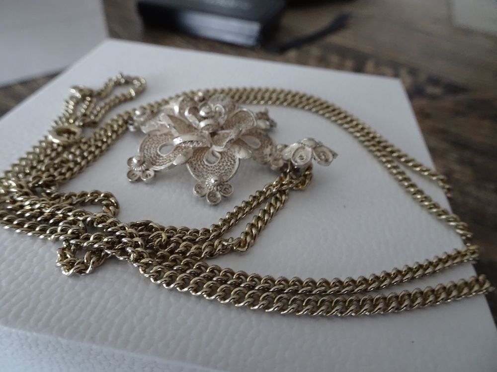 Trachtenschmuck Silberkette mit Blumen Anhänger 925 Vintage (Gebraucht) in Winterthur für CHF 18 ...