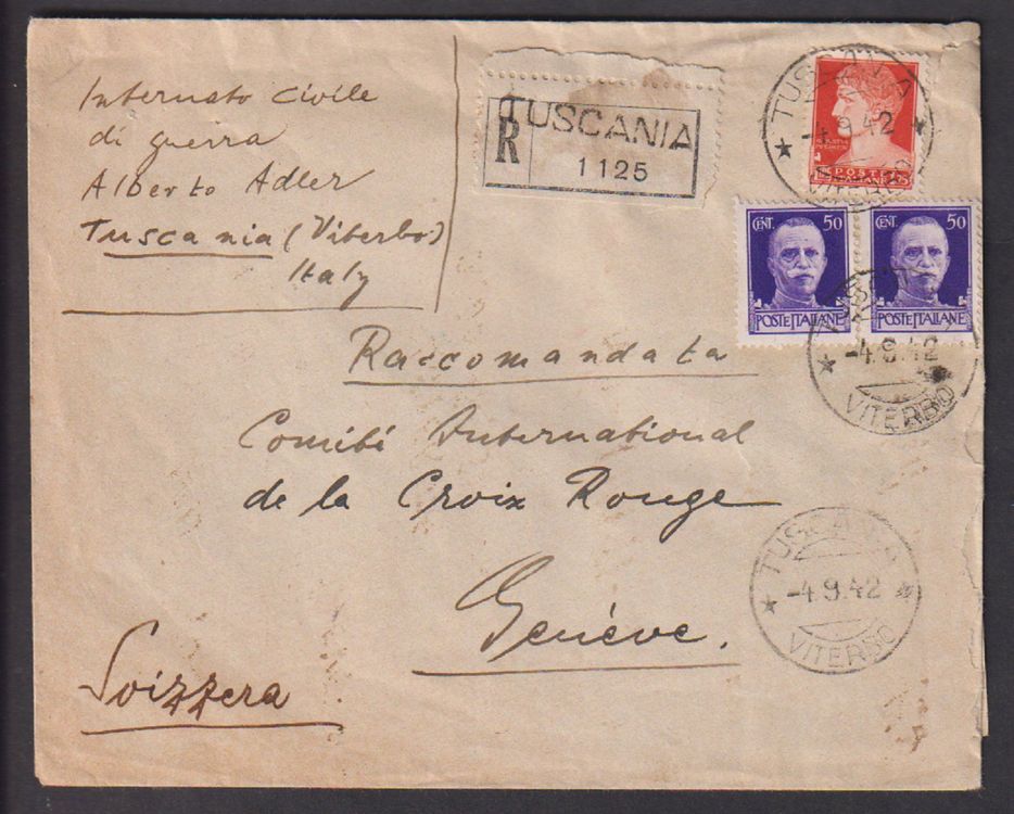 1942, Hist. Briefumschlag an das Rote Kreuz, Genf, ⨀ 4.9.42 | Kaufen ...