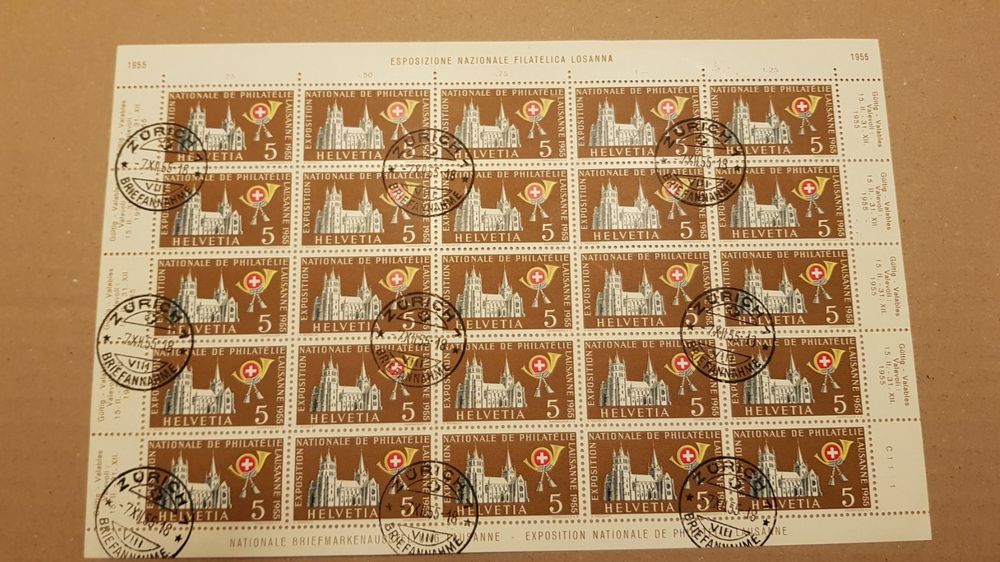1955 - Lausanne Nr. 320 - Bogen Stempelung Zürich / 459 (Gebraucht) in ...