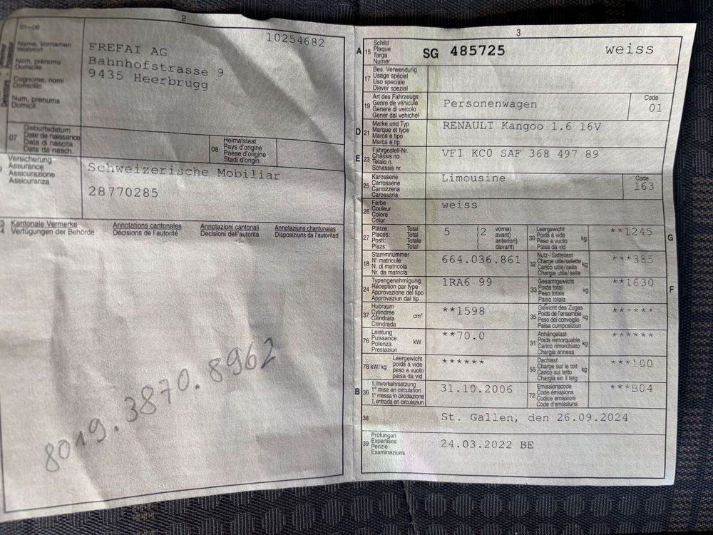 Renault Kango (Gebraucht) in Widnau für CHF 740 – nur Abholung auf ...