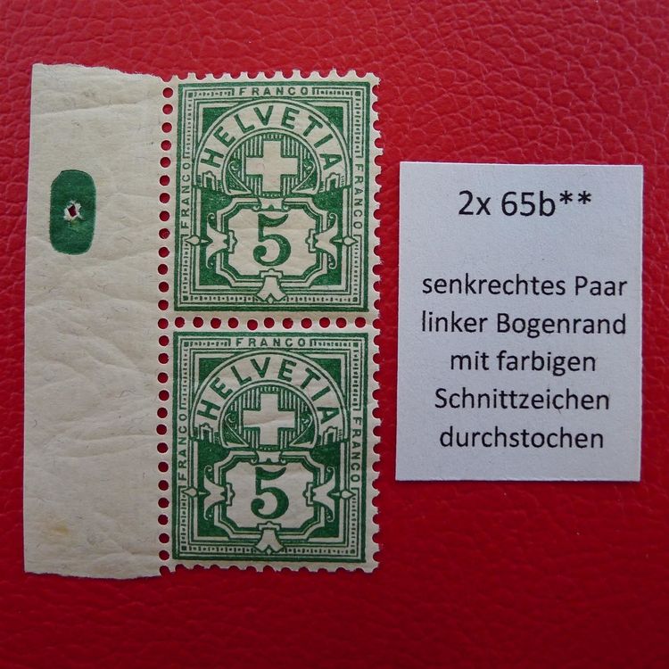 Ziffermuster: 65B im Paar ** (postfrisch) mit Schnittzeichen (Gebraucht ...