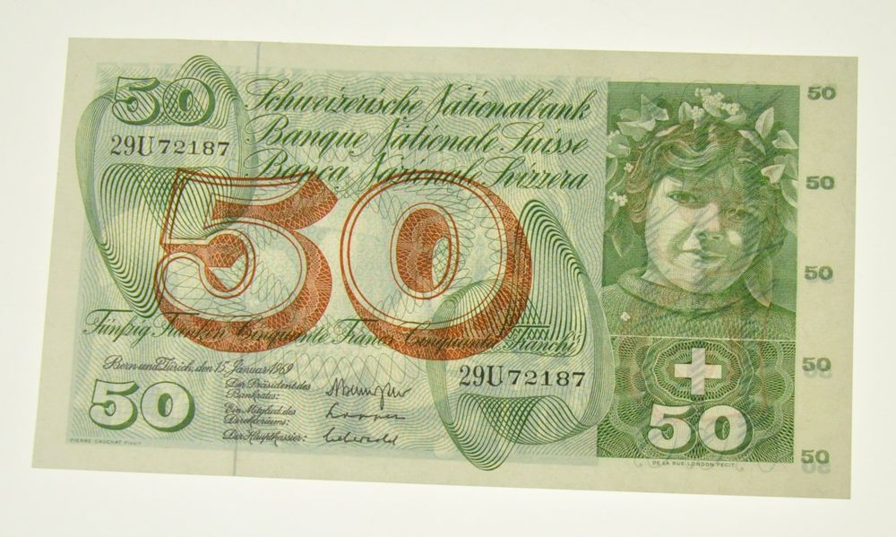 50 Franken Banknote Schweiz 1969 (Gebraucht) in Wettingen für CHF 16 ...
