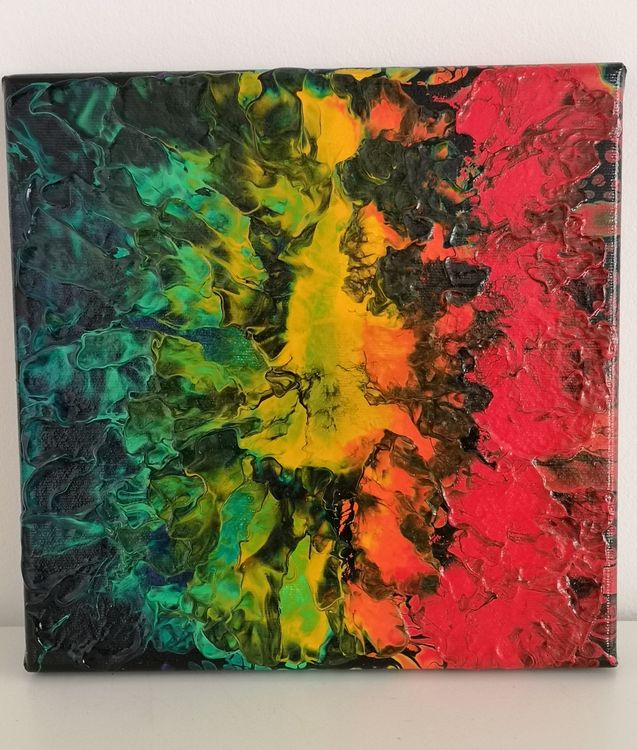 Pouring Bild auf Leinwand, 25 x 25 cm | Kaufen auf Ricardo