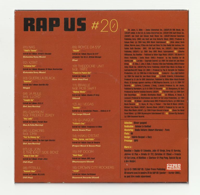 Rap US janvier 2005 Nas Slim Thug Talib Kweli Alchemist + CD (D ...