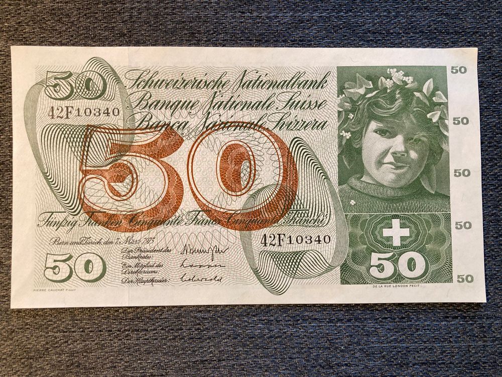 Alte Banknote CHF 50.00, 7.3.1973, ungefaltet | Kaufen auf Ricardo