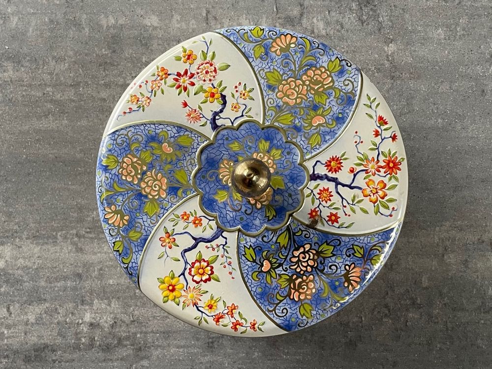 Schöne Dose rund - blau - weiss - gold - Holland - Vintage | Kaufen auf ...