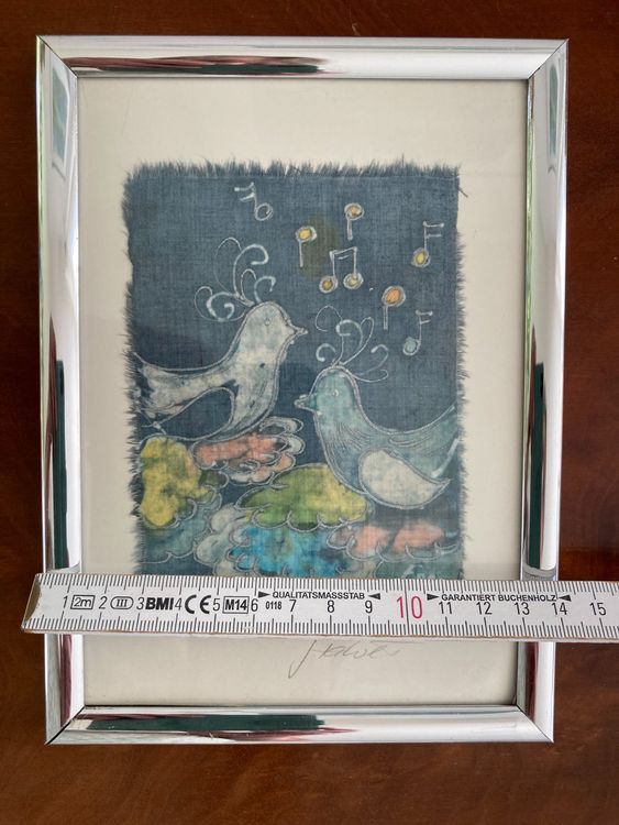 Batik Bild Vogel gerahmt hinter Glas unleserlich signiert 88 | Kaufen auf Ricardo