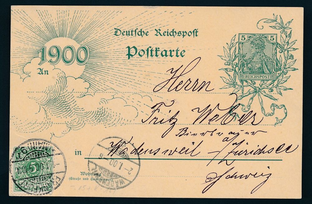 Deutsche Reichspost Postkarte von 1900 (Gebraucht) in Bonau für CHF 8 ...