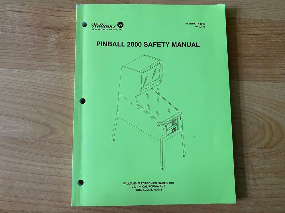Flipper Handbuch – PINBALL 2000 SAFETY MANUAL (Williams) (Gebraucht) in ...