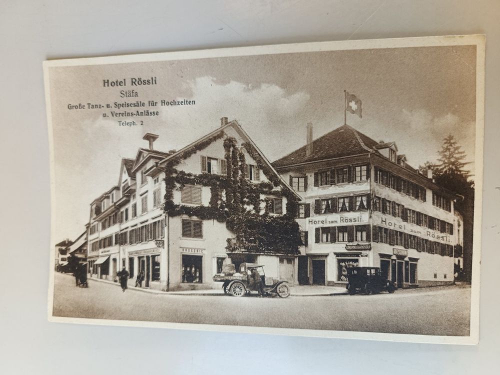 Alte PK / Hotel Rössli - Stäfa mit Automobil / von 1949 | Kaufen auf ...