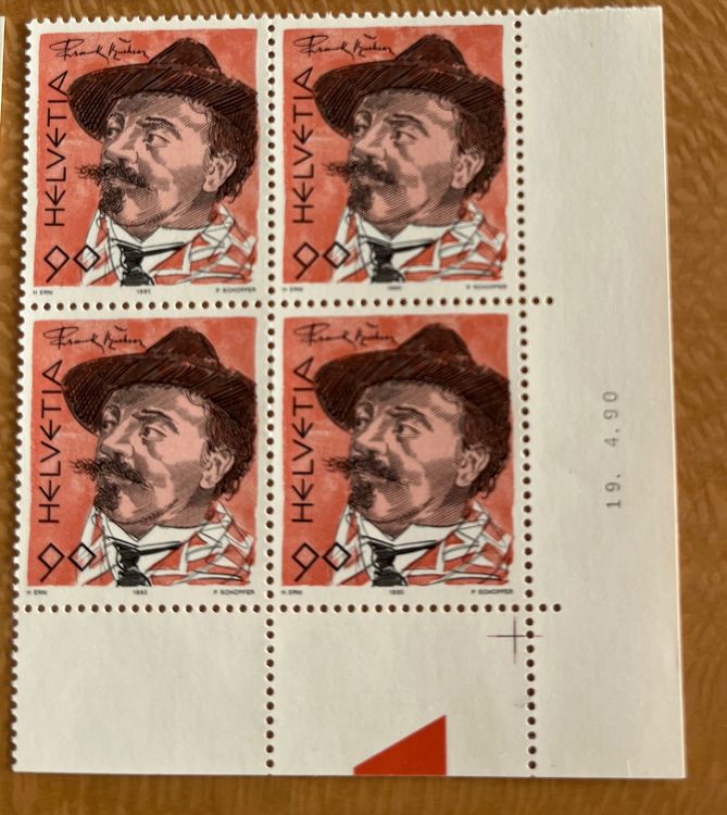 Hans Erni, 4x4er Block postfrische Briefmarken, 1990 (Gebraucht) in ...