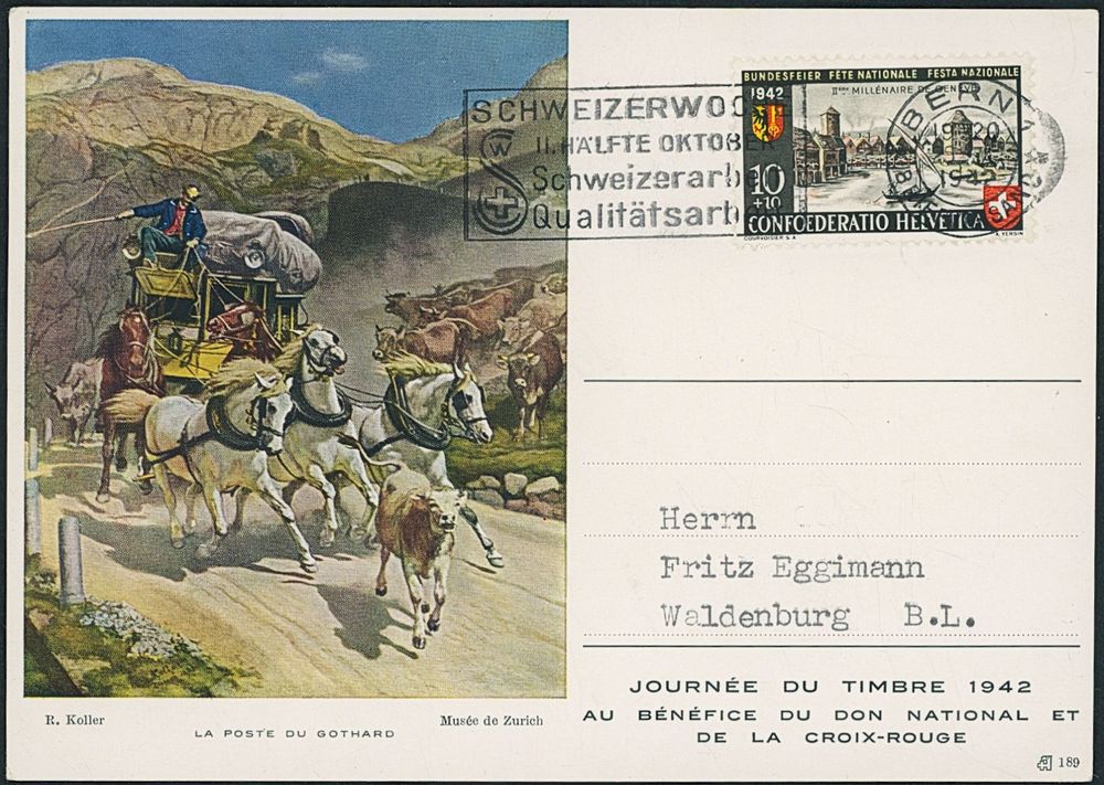 1942 - Tag der Briefmarke · Genève - Karte · fr - Spécimen (Gebraucht) in Schindellegi für CHF ...