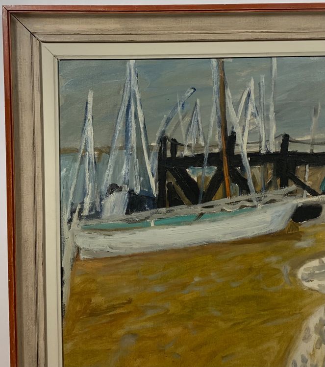 Gérold Veraguth (1914-1997) Gemälde Küstenszene mit Boote (Gebraucht ...