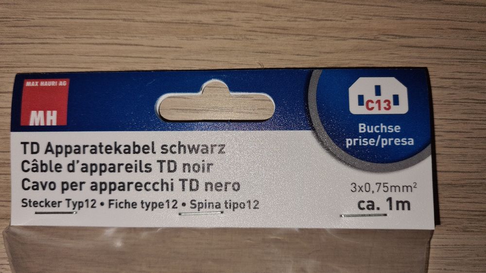 TD Power Cable - Black, 1m, Stecker Typ12 - New in Pack! (Neu und ...