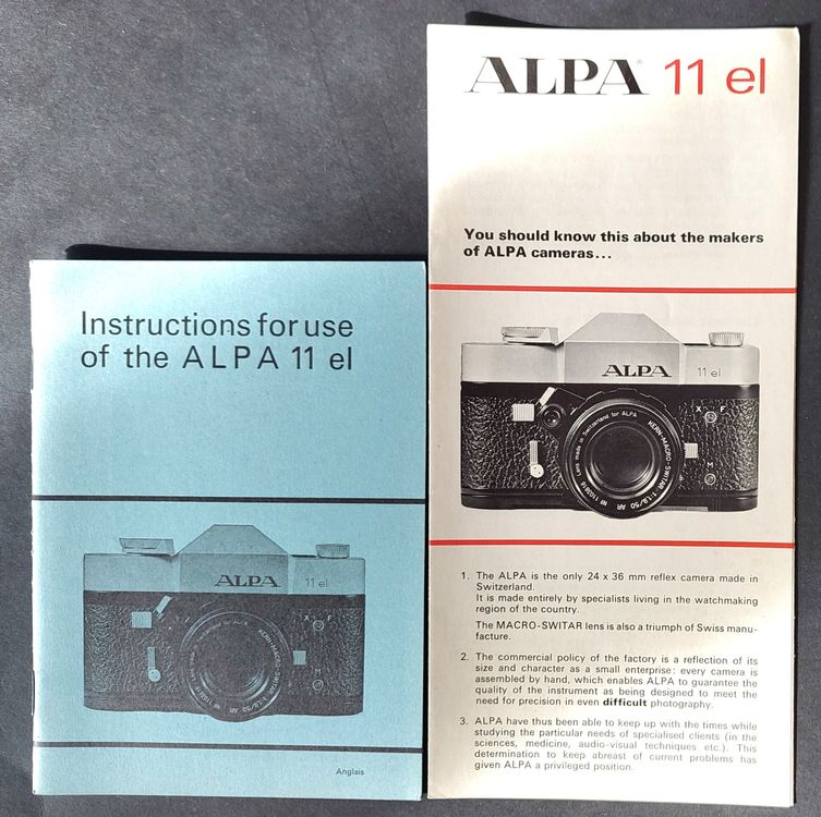Alpa Reflex, Instructions for use of the Mod. 11 el in Engl. (Neu und ...