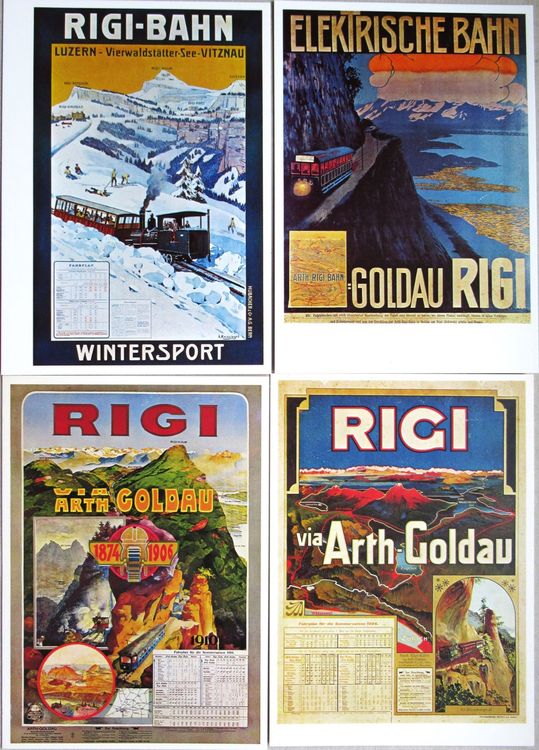 orig 4 AK RIGI ARTH VITZNAU BAHNEN Kunst-/Plakatkarten ~1980 | Kaufen ...