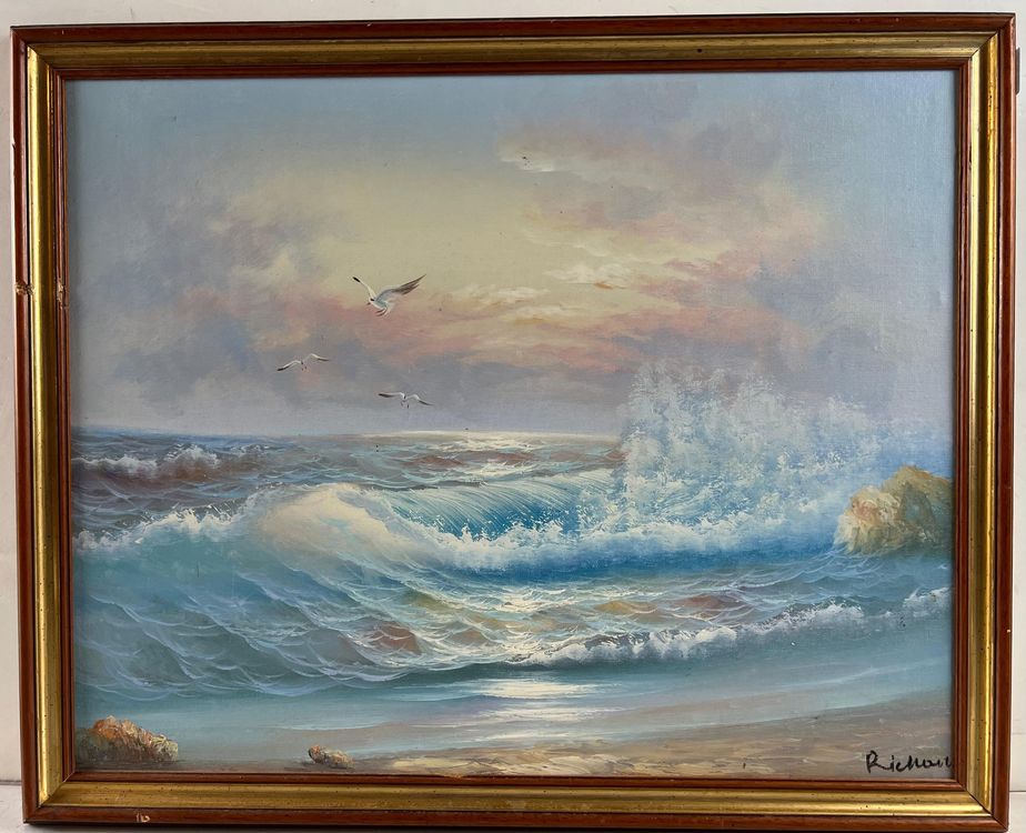 Starke Wellen im Meer gemälde Signiert. (Gebraucht) in Neuhausen am Rheinfall für CHF 10 – mit ...