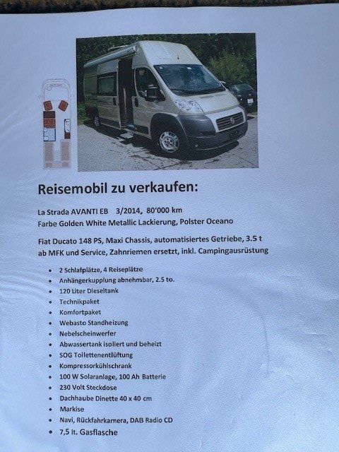 Wohnmobil Reisemobil Fiat Ducato La Strada AVANTI EB 3.5 T (Gebraucht ...