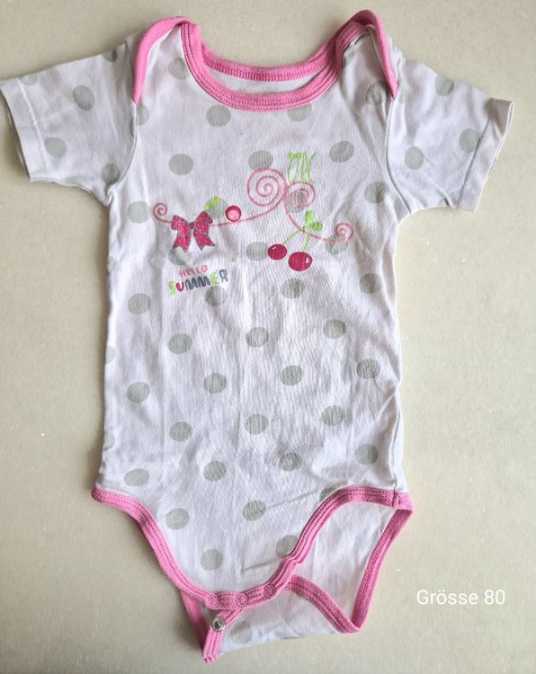 Süsser Mädchen Body Gr. 80 weiss rosa Punkte Kurzarm | Kaufen auf Ricardo