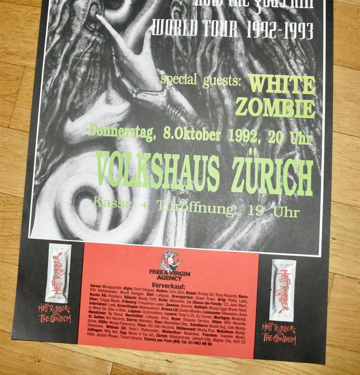 DANZIG Giger WHITE ZOMBIES Konzertplakat 1992 ZÜRICH | Kaufen auf Ricardo