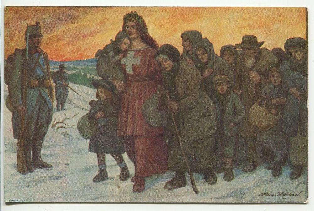AK 1915 BFK Helvetia führt Flüchtlingszug Soldat 8gsstellung (Gebraucht ...