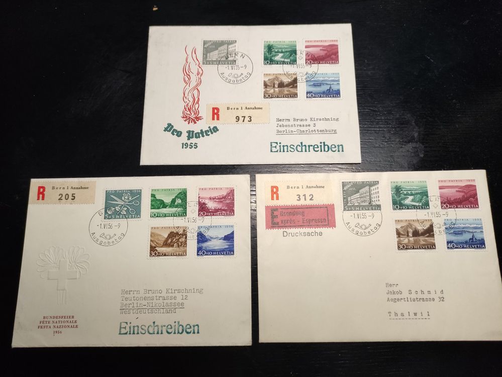 3x FDC 1955-1956 Pro Patria SBK 225.- (Gebraucht) in Delémont für CHF 11 – mit Lieferung auf ...