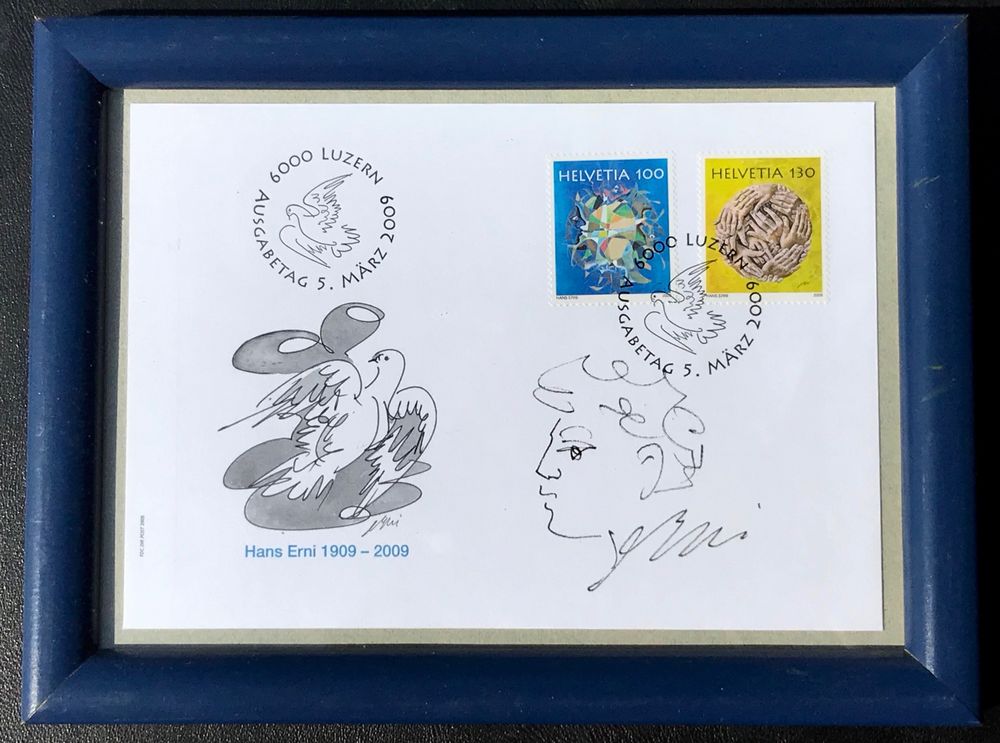 Hans Erni Couvert mit original Zeichnung und Unterschrift | Kaufen auf Ricardo