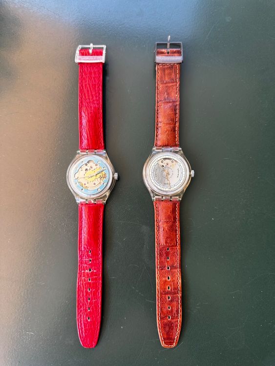 Zwei Swatch Uhren automatic mit Lederbänder aus den 90ern (Gebraucht ...