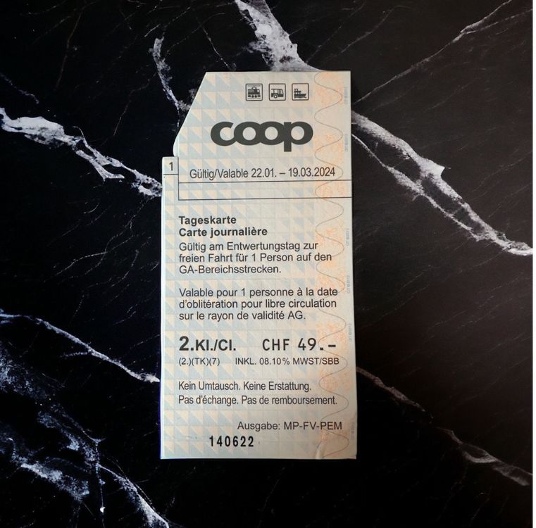 Tageskarte SBB schweizerbahn ticket SBB Tageskarte (Neu und ...