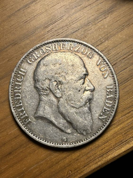 5 Mark Baden 1902 deutsches Reich, grosse Silbermünze | Kaufen auf Ricardo