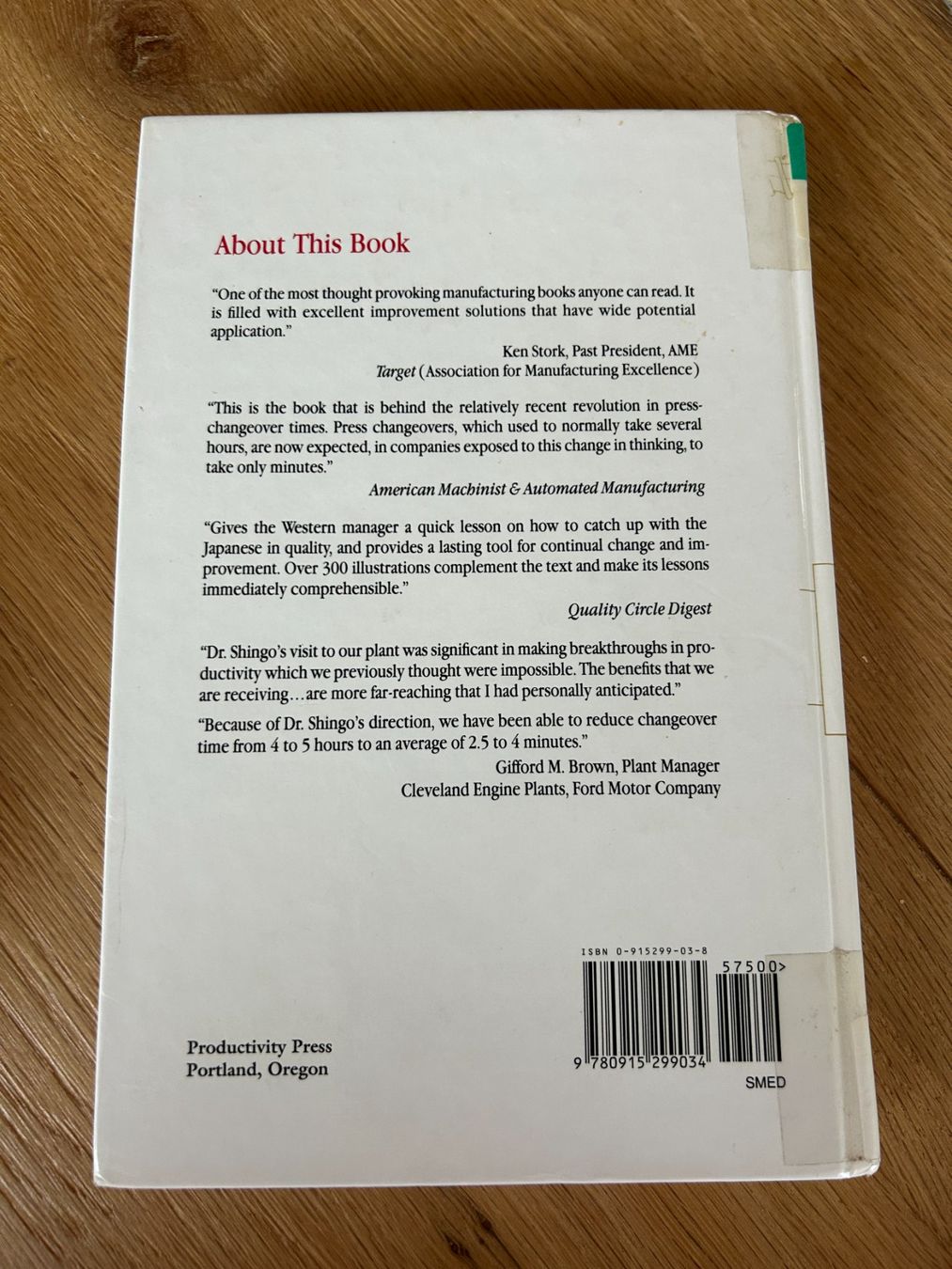 A revolution in Manufacturing : The SMED System (Gebraucht) in Aarau ...