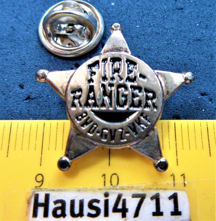 PIN FIRE RANGER SHERIFF-STERN SILBRIG METALIC (Neu (gemäss Beschreibung ...