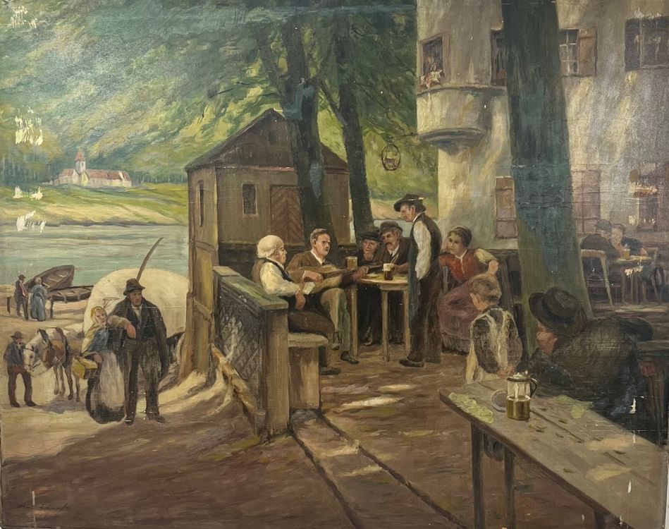 Grosse Landschaft Gemälde mit Personen, unl. Sig (Gebraucht) in Root für CHF 19 – mit Lieferung ...