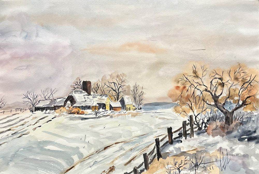 Winterlandschaft Aquarell Signiert | Kaufen auf Ricardo