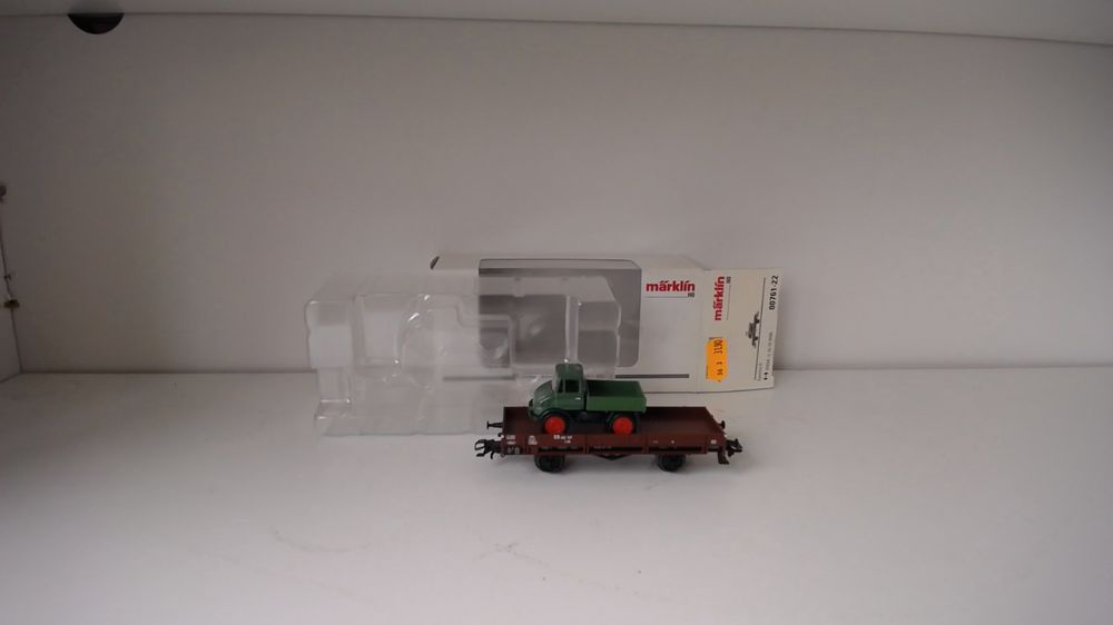 Märklin 00761-22 Wagon a bord bas + 1 véhicule (unimog) (Neu (gemäss ...