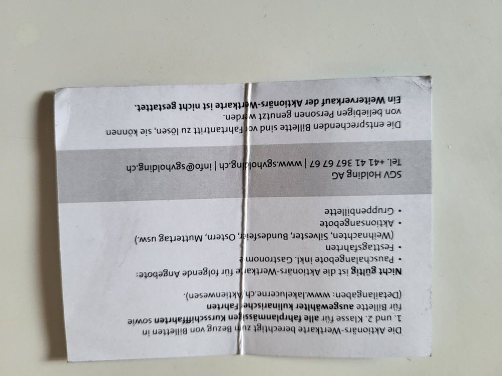 SGV Wertkarte / Gutschein fast 50 % Rab. Vierwaldstättersee (Gebraucht ...