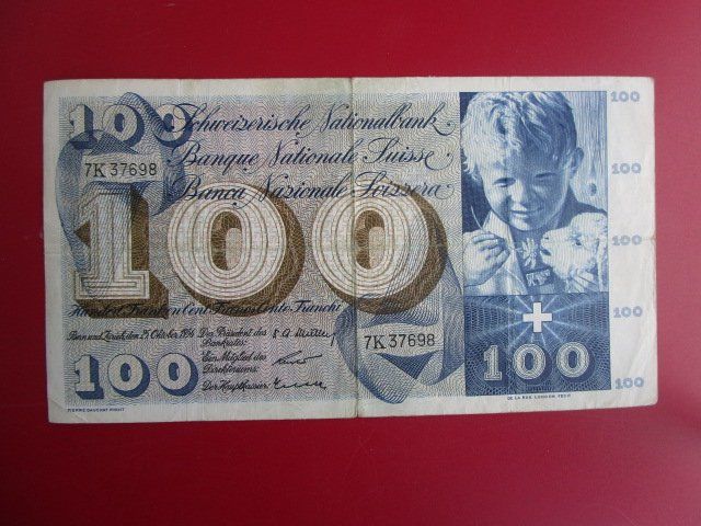 100er Note Serie 7K Nr. 37698 vom 25. Oktober 1956 (Gebraucht) in ...