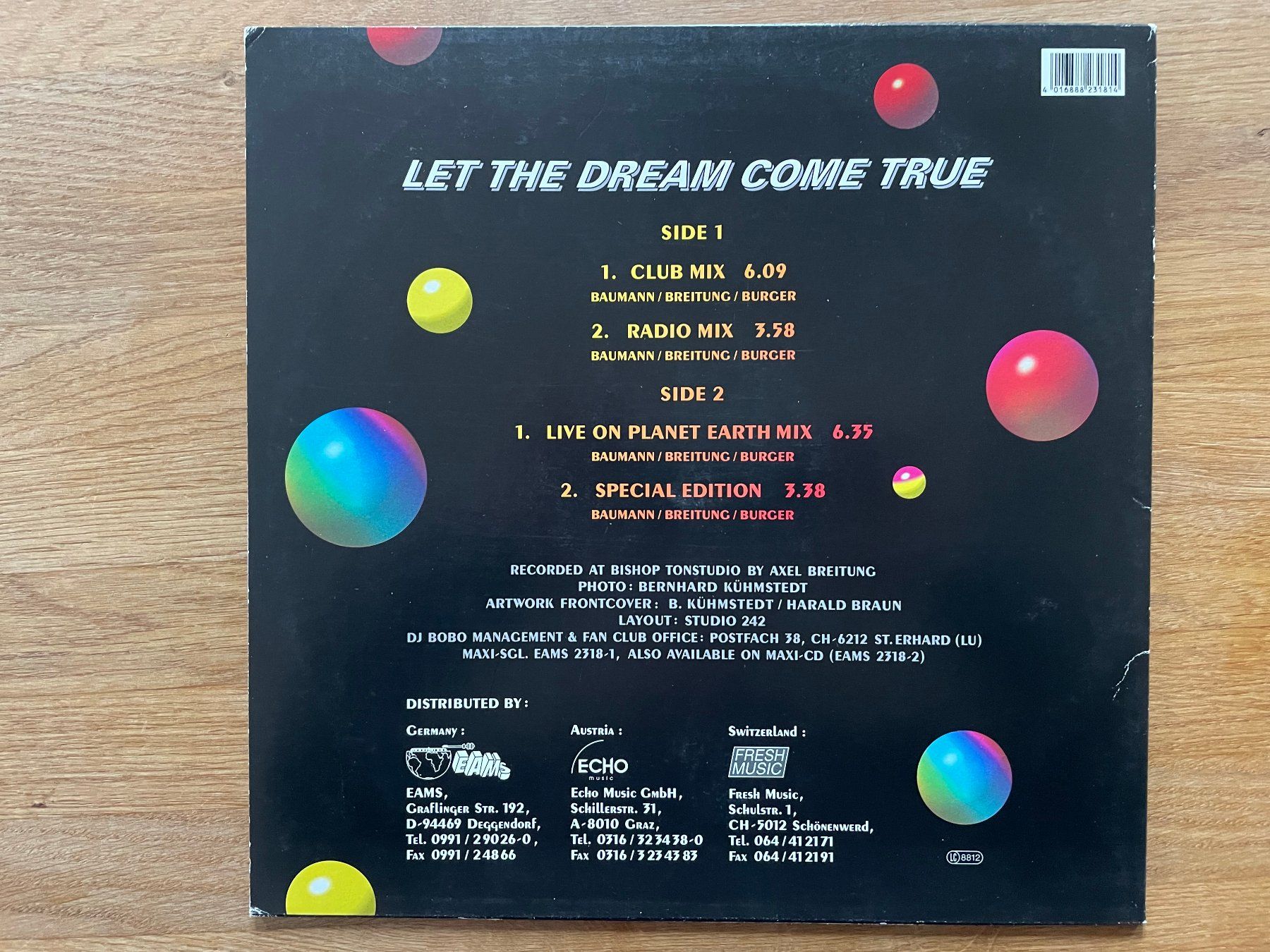 12'' Maxi, D.J. Bobo, Let the Dream come true, '94 (Gebraucht) in ...