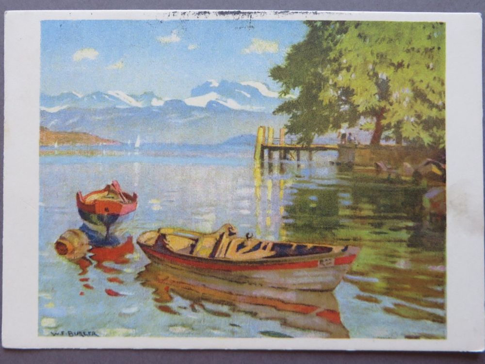 ALTE KÜNSTLER-AK ZÜRICHSEE BEI THALWIL, W.F. BURGER 1942 (Gebraucht) in Neuhausen am Rheinfall ...