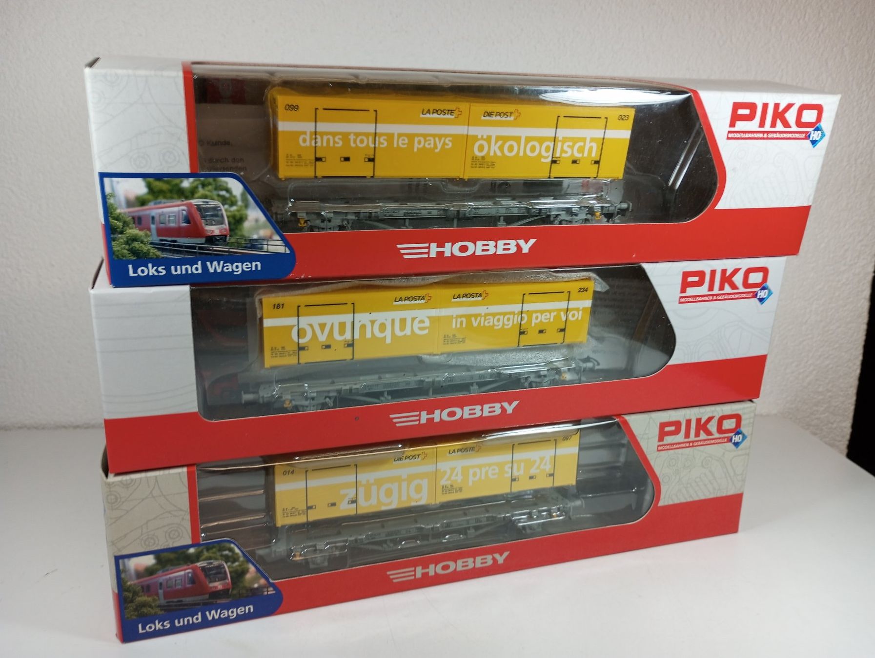 PIKO: 3 x Containerwagen "schweizer Post" (Neu und originalverpackt) in Fontaines NE für CHF 103 ...