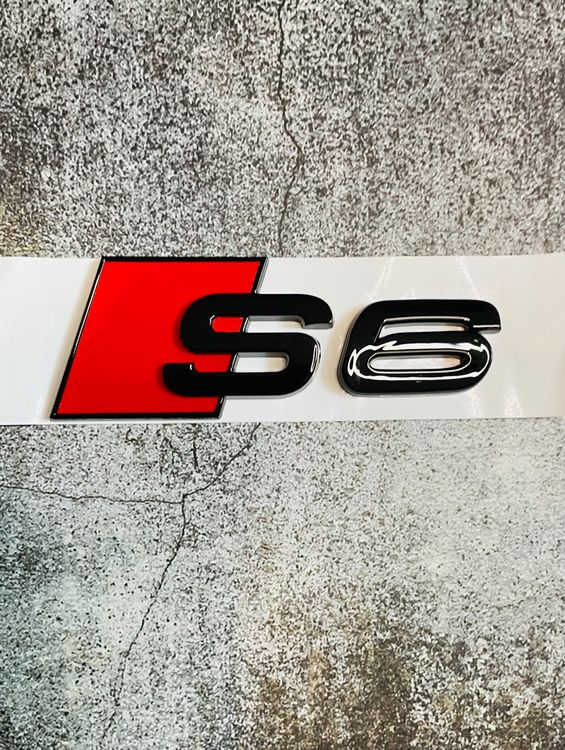 Audi S6 Emblem Schriftzug Logo NEU in Rot/Schwarz glänzend (Neu und ...