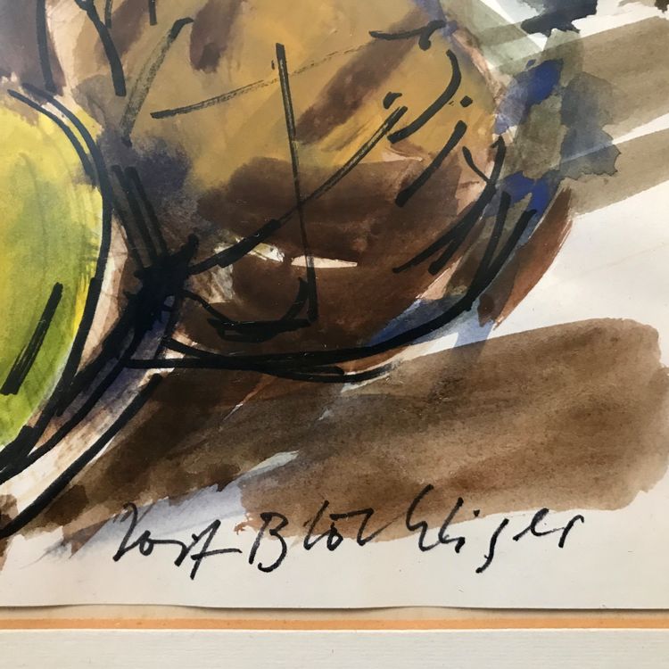 Antike signierte Just Blöchlinger Aquarelle Fruche schale | Kaufen auf Ricardo