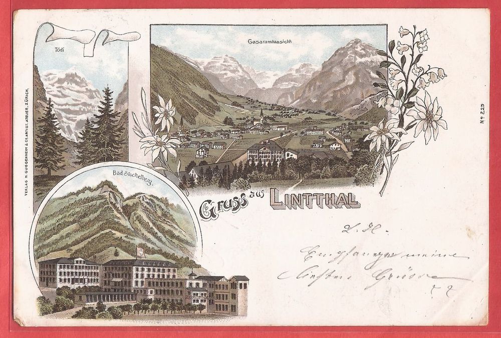 Gruss aus Linthal mit Bad Stachelberg - Litho 1900 | Kaufen auf Ricardo