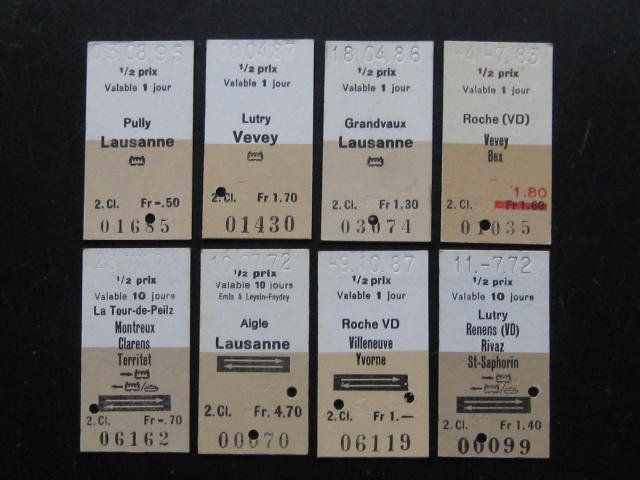 8 billets Edmonson impr. CFF Lot SBB (Gebraucht) in für CHF 6 – mit ...