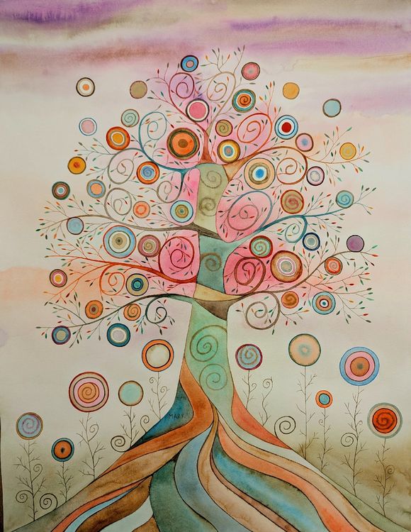 Original Aquarell "der kunterbunte Baum" Bild Baum naiv (Neu und originalverpackt) in Wittenbach ...