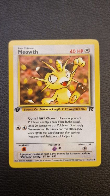 Meowth 62/82 First Edition - Team Rocket (EN) - Pokémon Card (Gebraucht ...