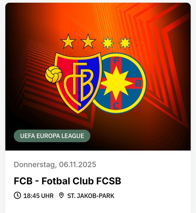 1x Ticket FC Basel vs Fotbal Club FCSB (Neu und originalverpackt) in ...
