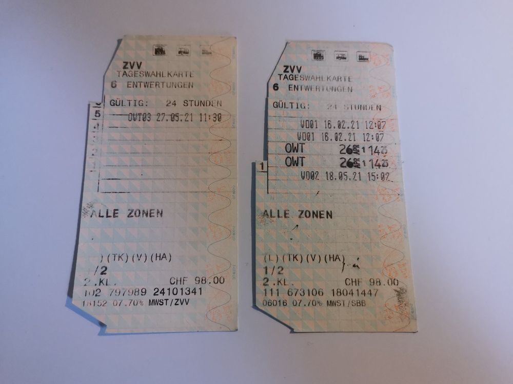 ZVV Multi-24h-Ticket / Mehrfahrtenkarte - Alle Zonen - 1/2 (Gebraucht ...